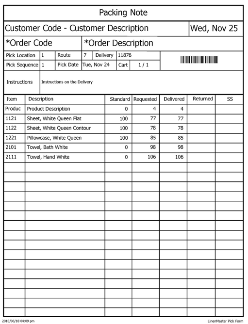 Linen Master Support