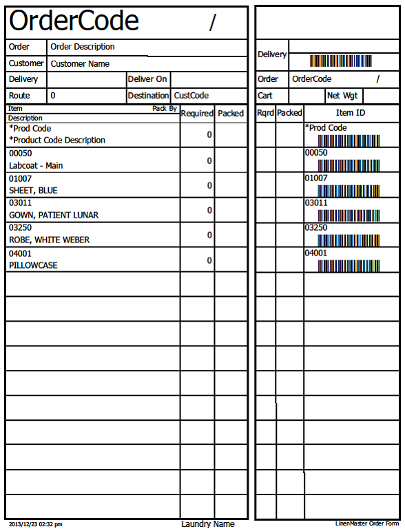 Order Form Examples