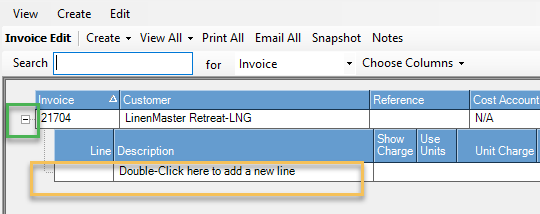 LinenMaster - Creating a Special Invoice