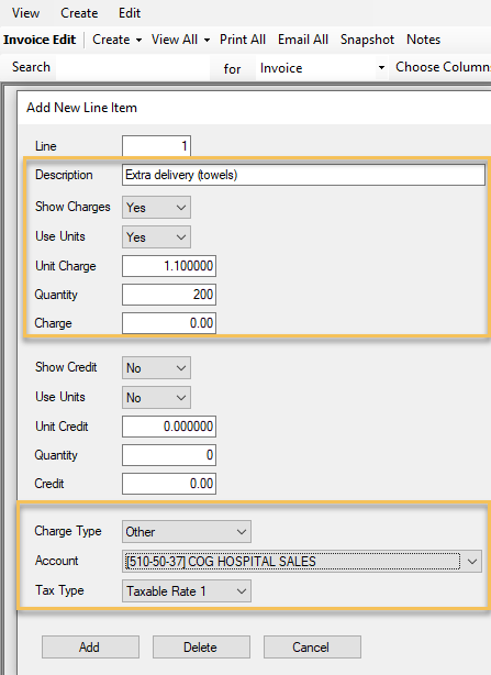LinenMaster - Creating a Special Invoice