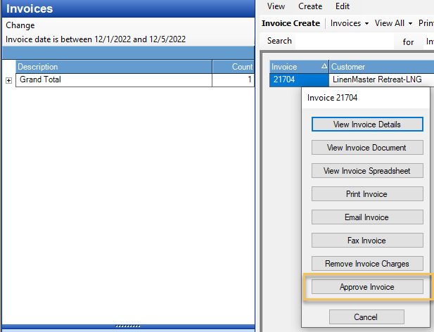 LinenMaster - Creating a Special Invoice