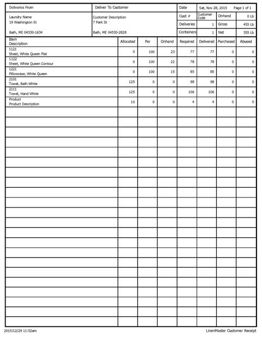 Customer Receipt Examples