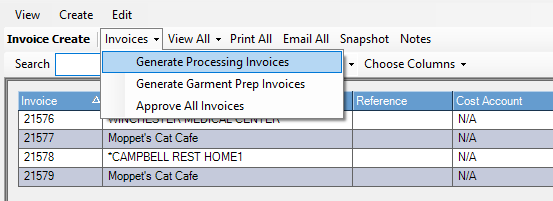 Creating Processing Invoices