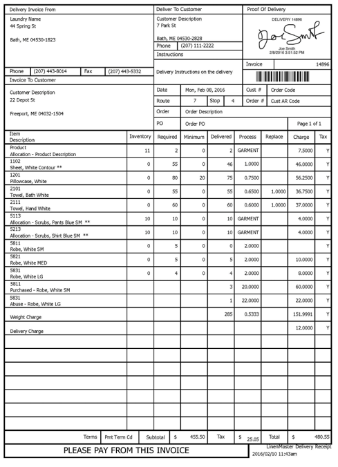 Delivery Receipt Examples