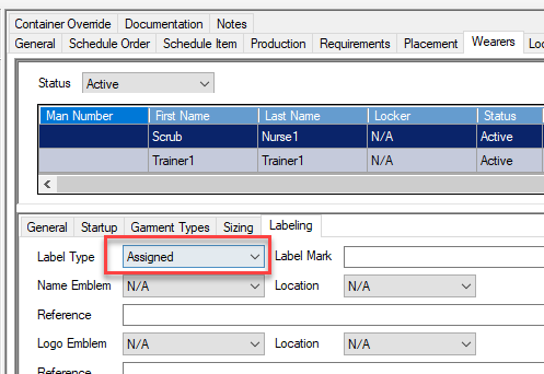 LinenMaster Adding Wearer with Assigned Garments