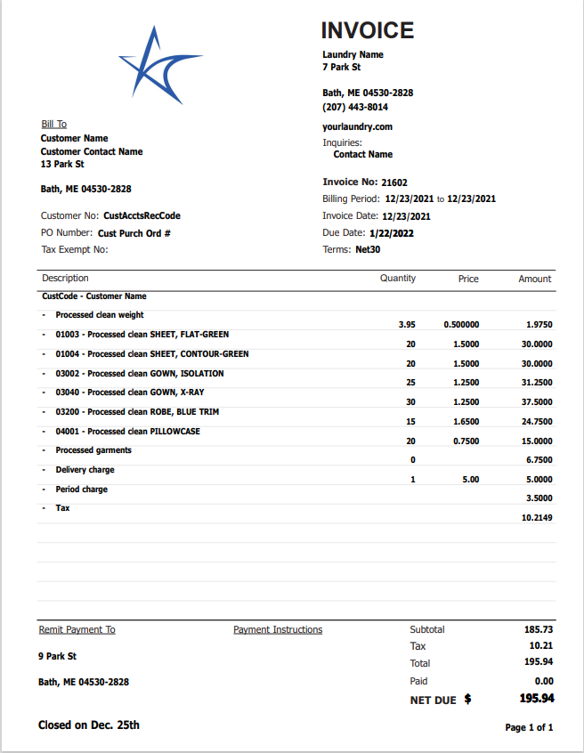Invoice Format Examples