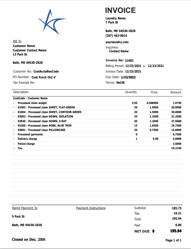 Invoice Format Examples