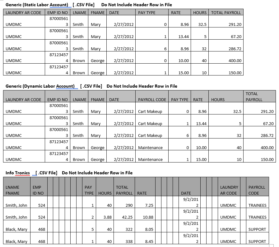 Payroll Interface Data File - Log Files