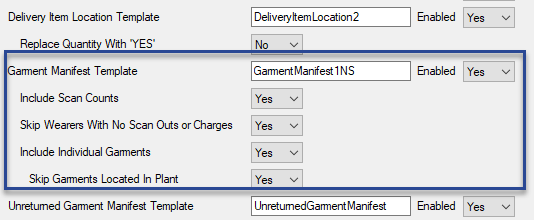 Garment Manifest Setup And Template Details