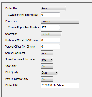 Valet Receipt Printer Configuration