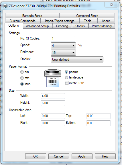 Valet Receipt Printer Configuration