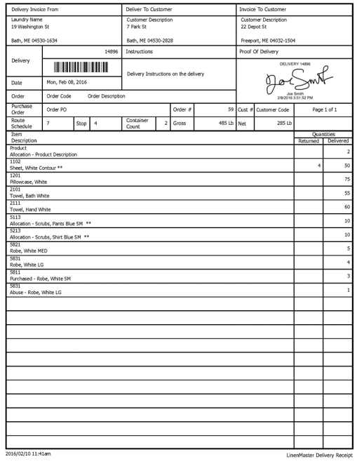 Delivery Receipt Examples