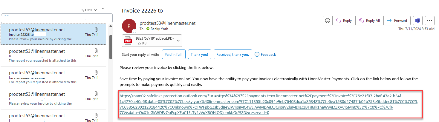 LinenMaster Payments Invoicing